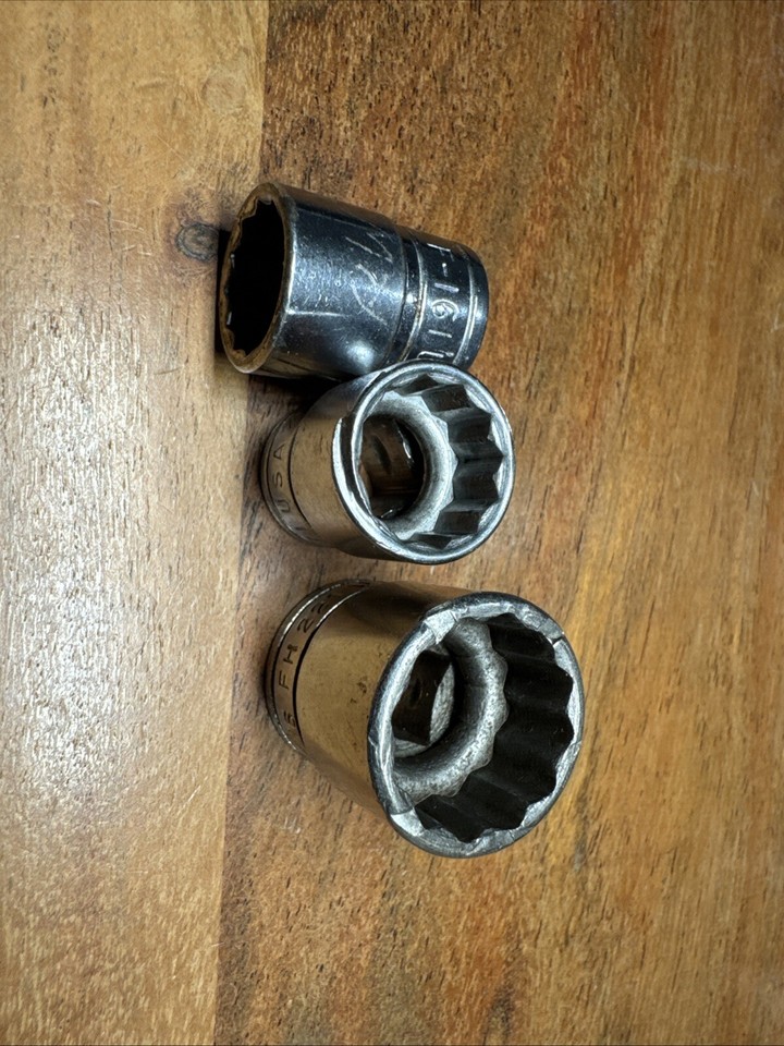 Snap On 3/8 Drive 5/16 To 7/8 Sae Shallow 12 Point Chrome Socket FS Set ...