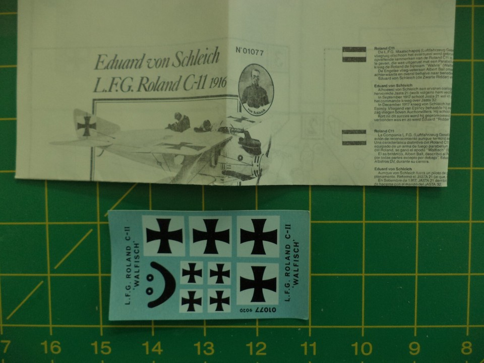 NEW L.F.G. Roland C.II WWI German Fighter Airfix Kit No. 1077 1:72 ...