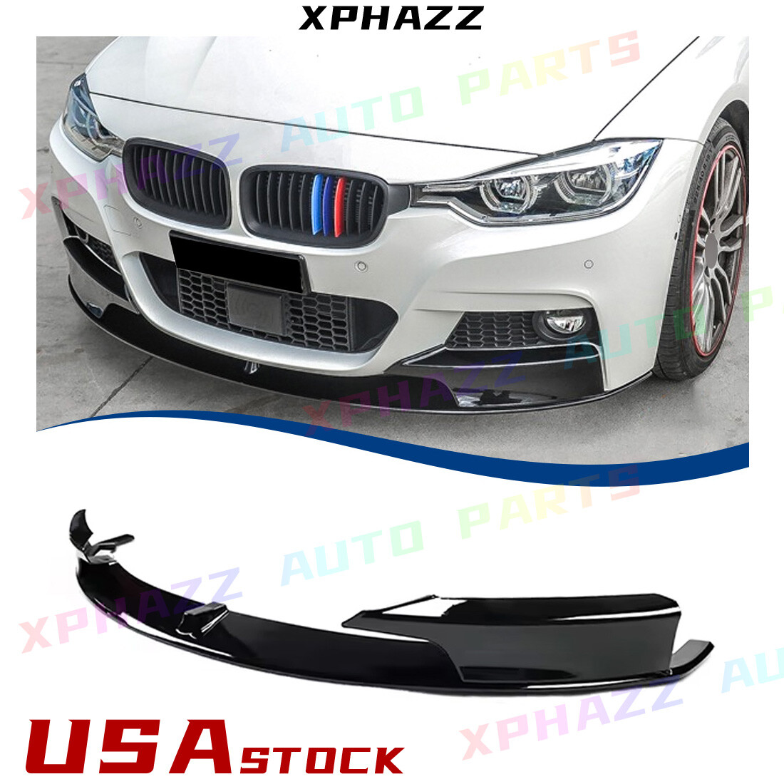 Front Lip Fits For 12-18 F30 F31 M-Sport Bumper Splitter ABS Gloss ...