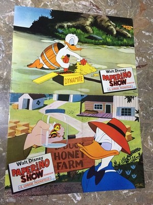2x 19"x27" Vintage Italian Movie Poster Lobby Card DONALD DUCK SHOW ...