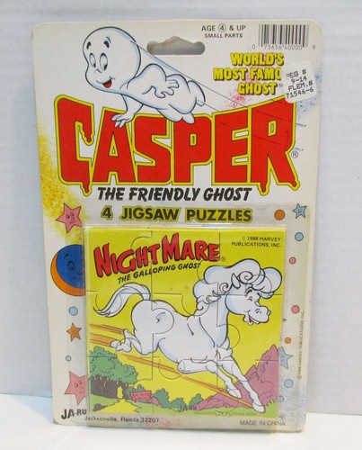 CASPER THE FRIENDLY GHOST 4 JIGSAW PUZZLES RACK TOY by JA-RU 1988 MOC ...
