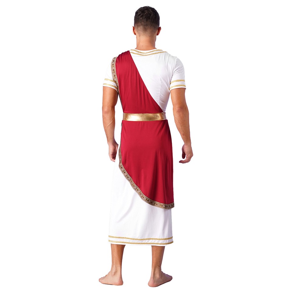 US Men Toga Greek God Costume Short Sleeve Roman Cosplay Robe Toga ...