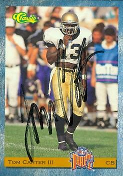 Tom Carter III autographed Football Card (Notre Dame) 1993 Classic #67 ...