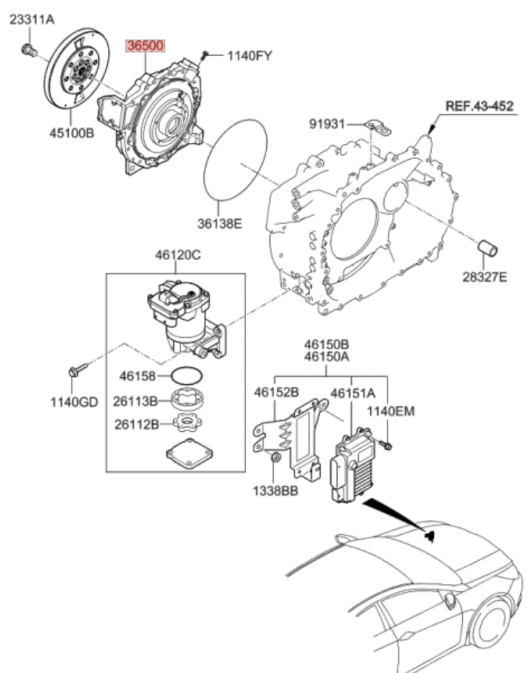 OEM 36500-3D600 Traction Motor Assy for Hyundai Sonata / Kia Optima ...