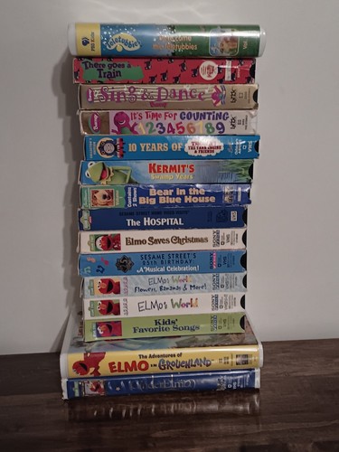 Kids Educational VHS Lot(15) Sesame Street Elmo Barney Thomas The Train ...
