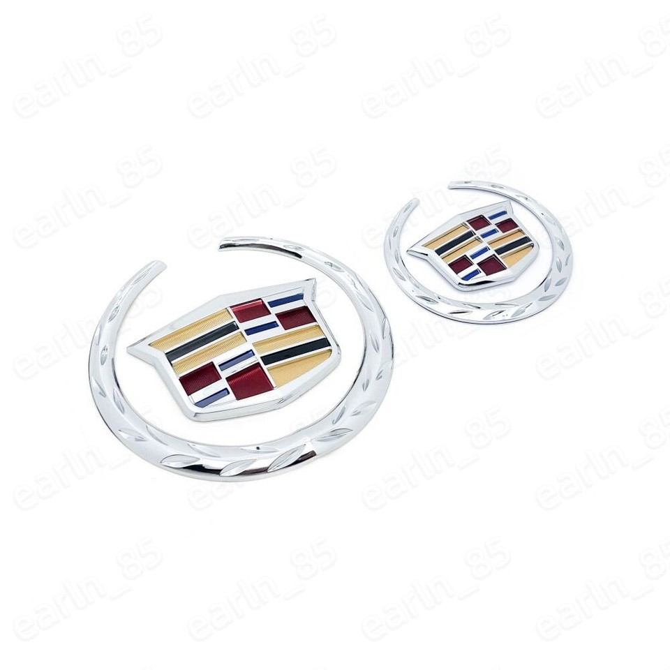 Chrome Cadillac Logo Front Grille Rear Trunk Lid Emblem Kit for XTS CTS ...