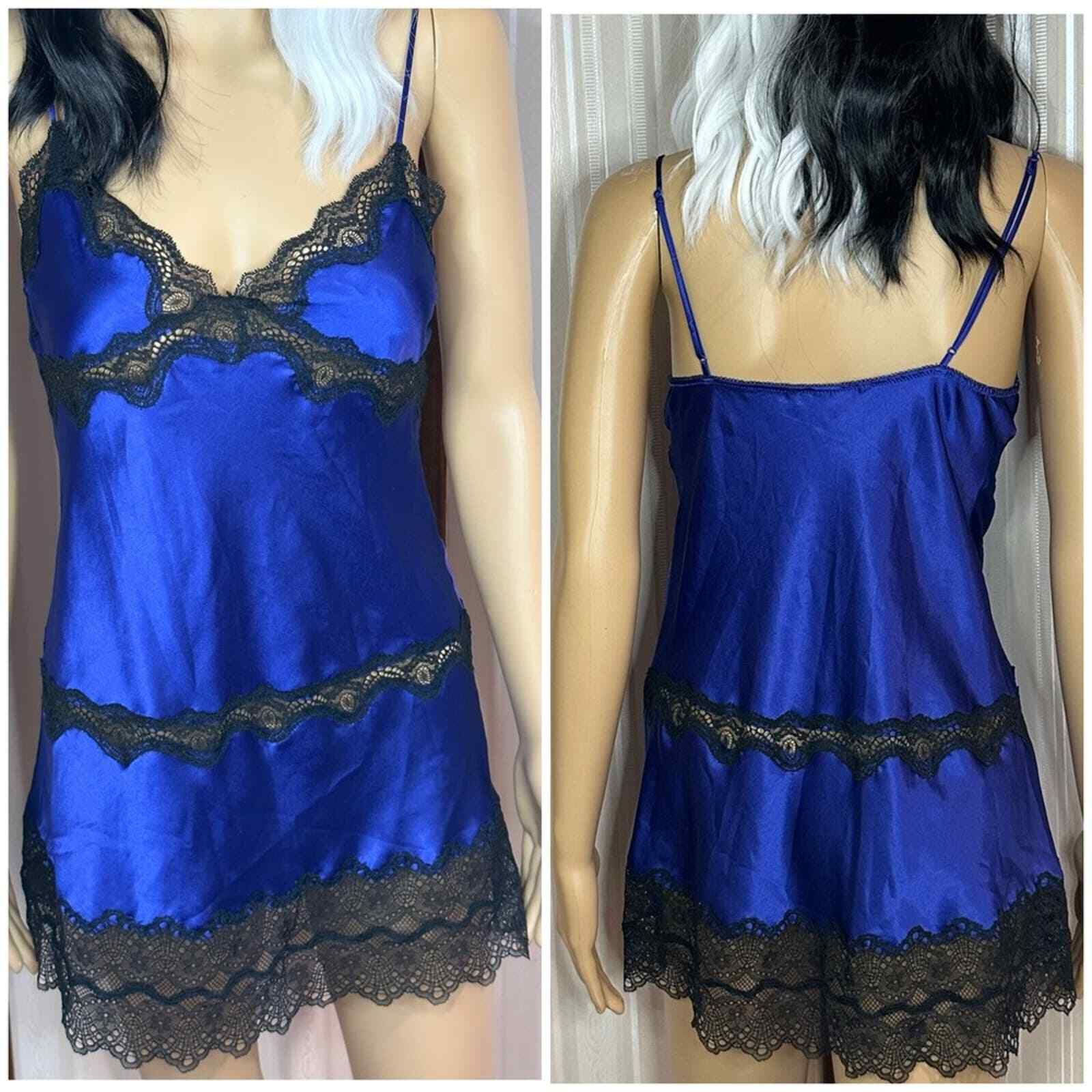 Vtg Royal Blue Victoria’s Secret Lingerie with black … - Gem
