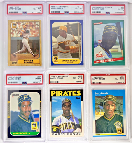 Barry Bonds Graded Rookie Card Lot - 6 Cards 86 Topps Traded 86 Donruss ...
