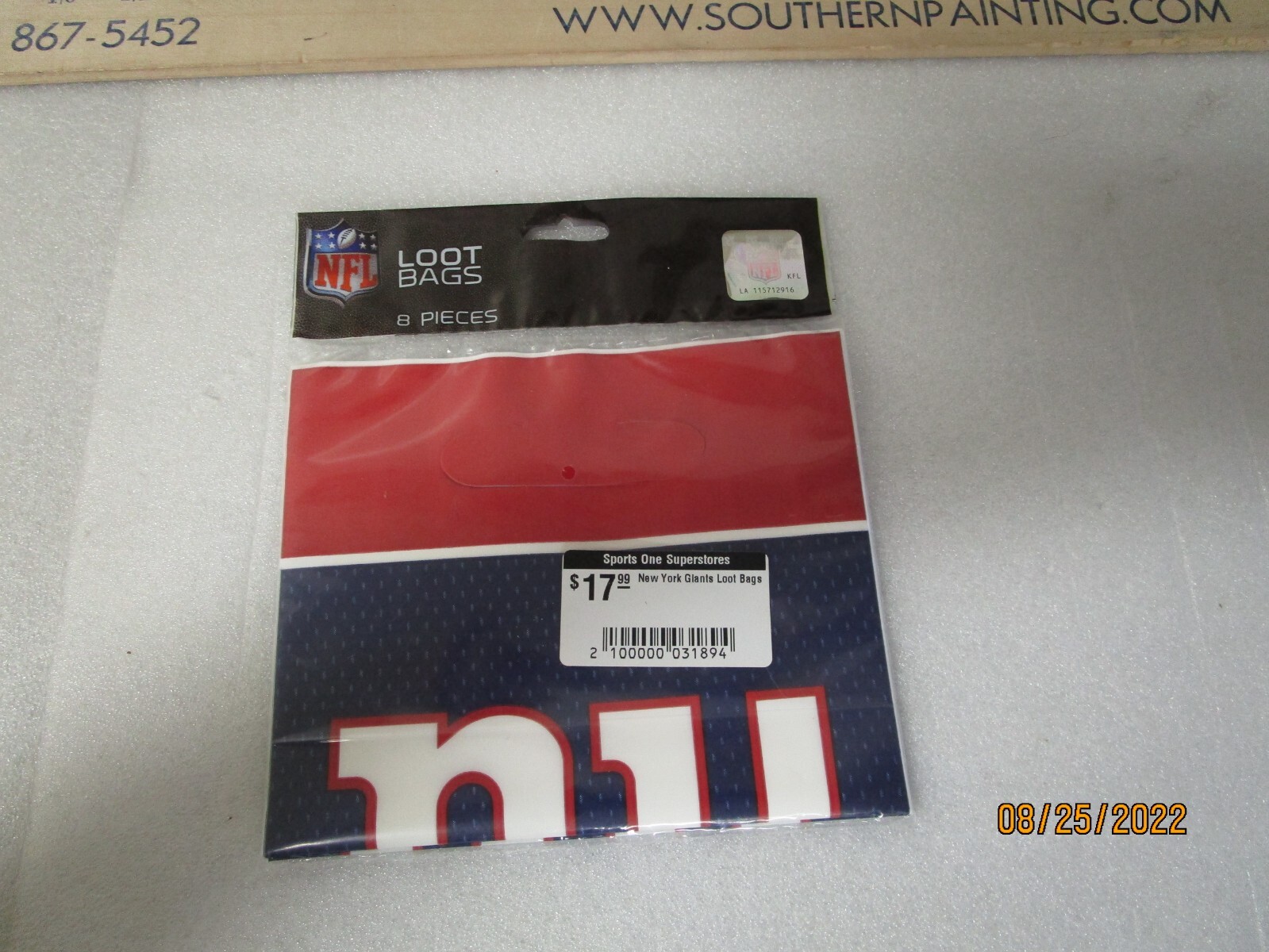 Qty (48) NFL New York Giants "Loot Bags" - Qty (6) Packages of (8) each ...