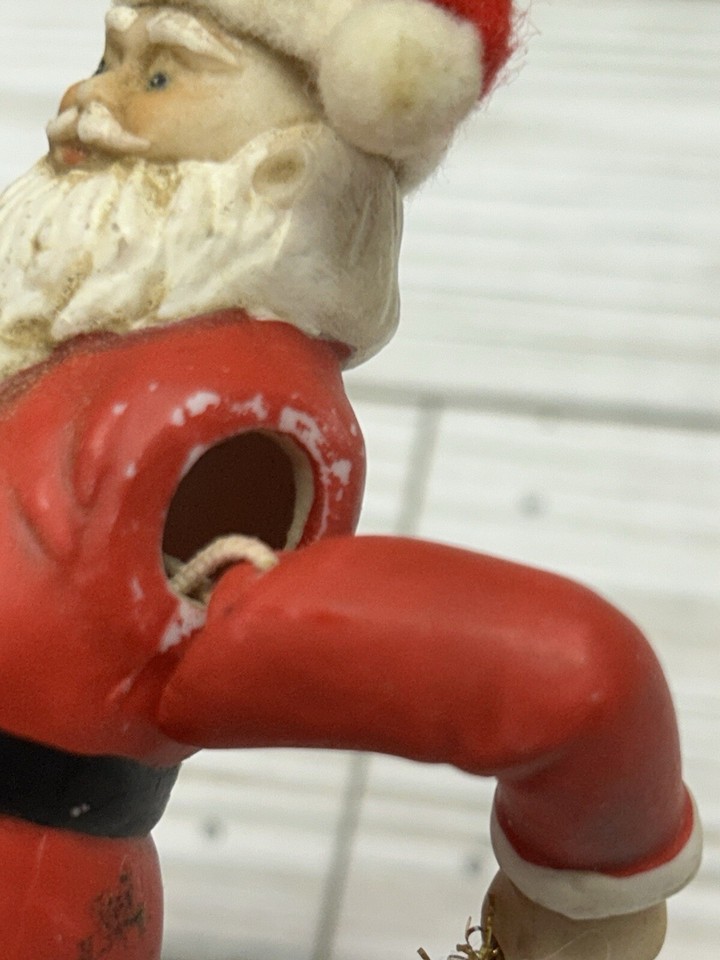 Vintage Ceramic Santa Articulated Jointed Christmas Ornament Midwest ...