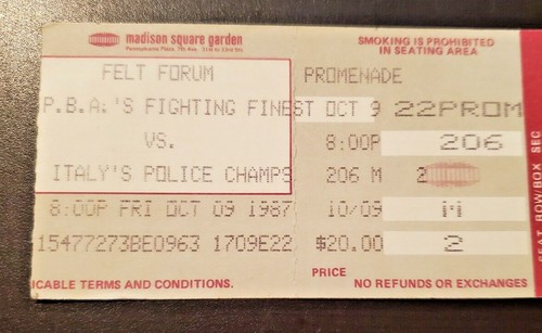 NYPD PBA Fighting Finest Vs Italy's Police Champs 1987 ticket stub | eBay