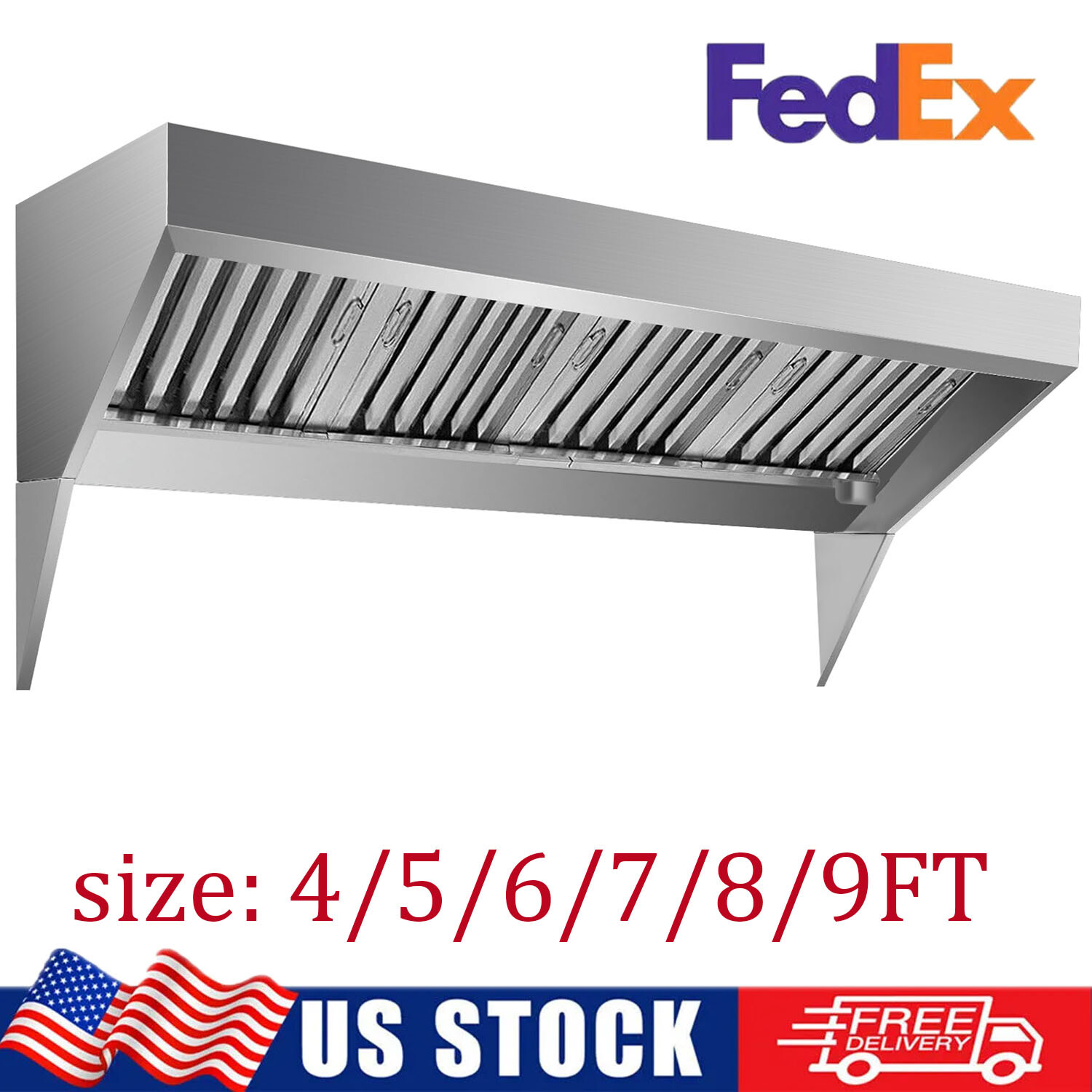 Commercial Kitchen Exhaust Hood Vent Hood W/Detachable U-shaped Oil ...