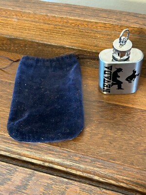 Collectible Nevada Horse Key Chain Silver Tone Metal Black Small Flask ...