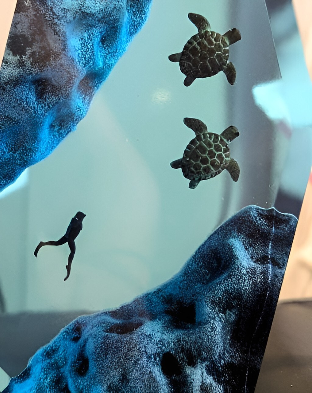 Epoxy Wood Sea Turtle Ocean Lamp Resin Diver Light Decor Light Up ...