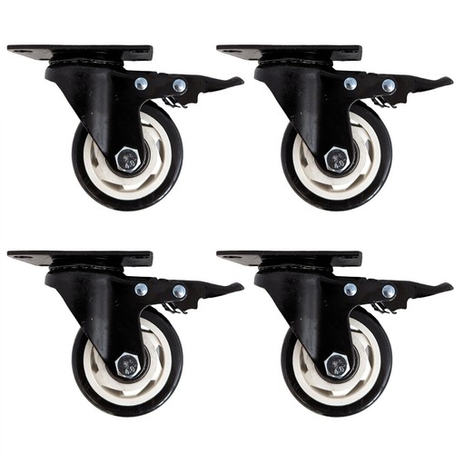 4x Light Duty 3inch Small Solid Caster Wheel Swivel&lock 100KG 105MM H ...