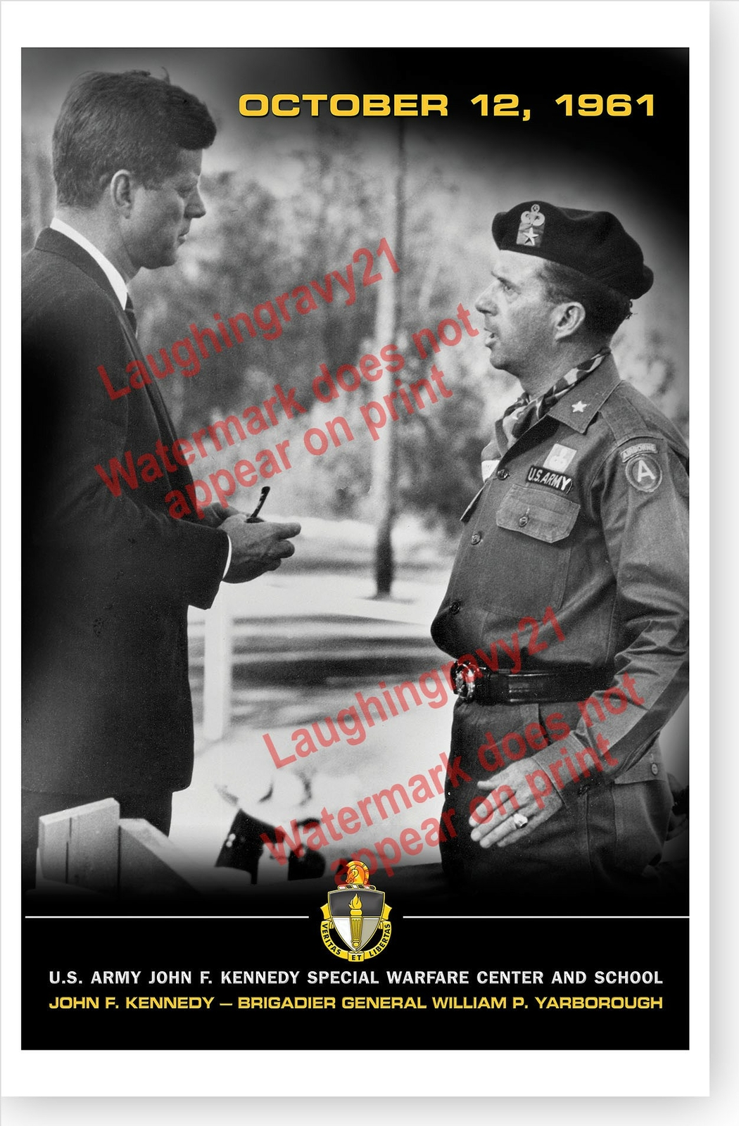 John F. Kennedy With General William Yarborough Green Berets SWCS ...