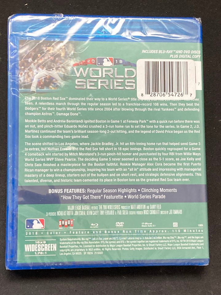 BOSTON RED SOX 2018 WORLD SERIES CHAMPIONS New Sealed Blu-ray DVD | eBay