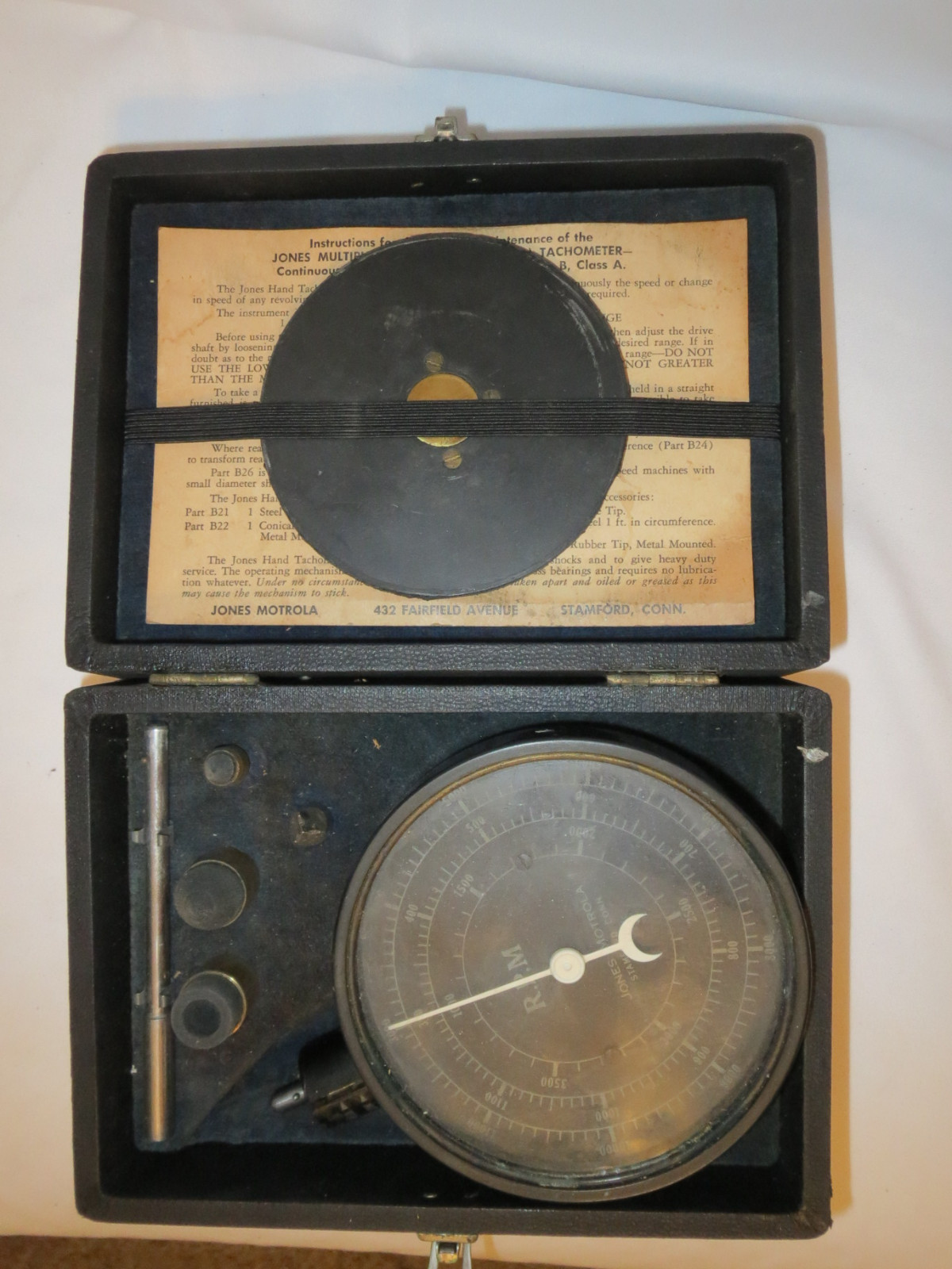 JONES MOTROLA 18T22 MULTI RANGE Precision RPM Tachometer Hand Held Kit ...