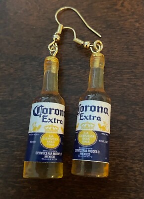 Cold Corona Beer Alcohol Fun Party Costume Dangle Earring gold Tone | eBay