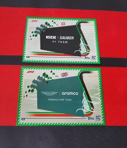 Topps F1 Turbo Attax 2024 Kick Sauber + Aston Martin Team Badge Cards ...