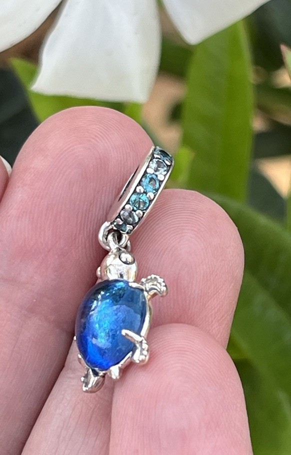 Sterling Silver Pandora Ale 925 Turtle Charm Murano Jelly Belly Blue ...