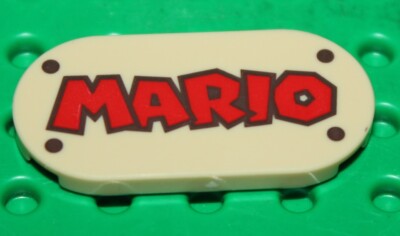 Lego Tan Tile Round 2x4 Oval with Red 'MARIO' ref 66857pb002/set 71367 ...