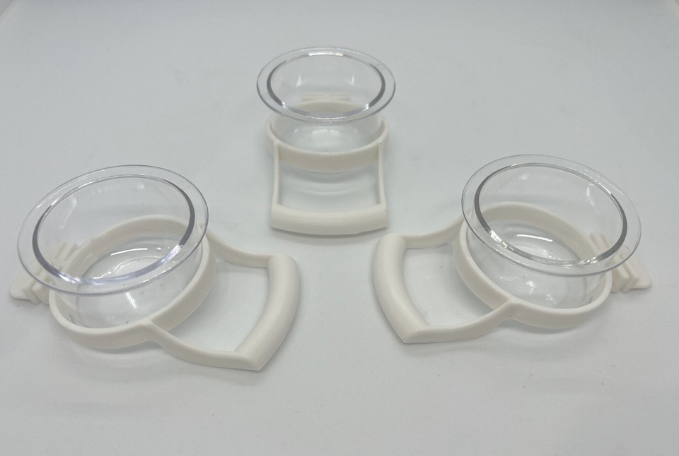 3 Pack Acrylic Bird Feeder Cups w Perch 2oz Clear Cage Food Water Dish ...