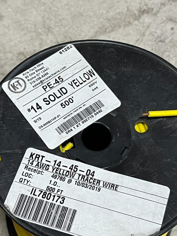 Kris Tech #14 AWG Solid Tracer Wire PE-45 Yellow 500ft | eBay