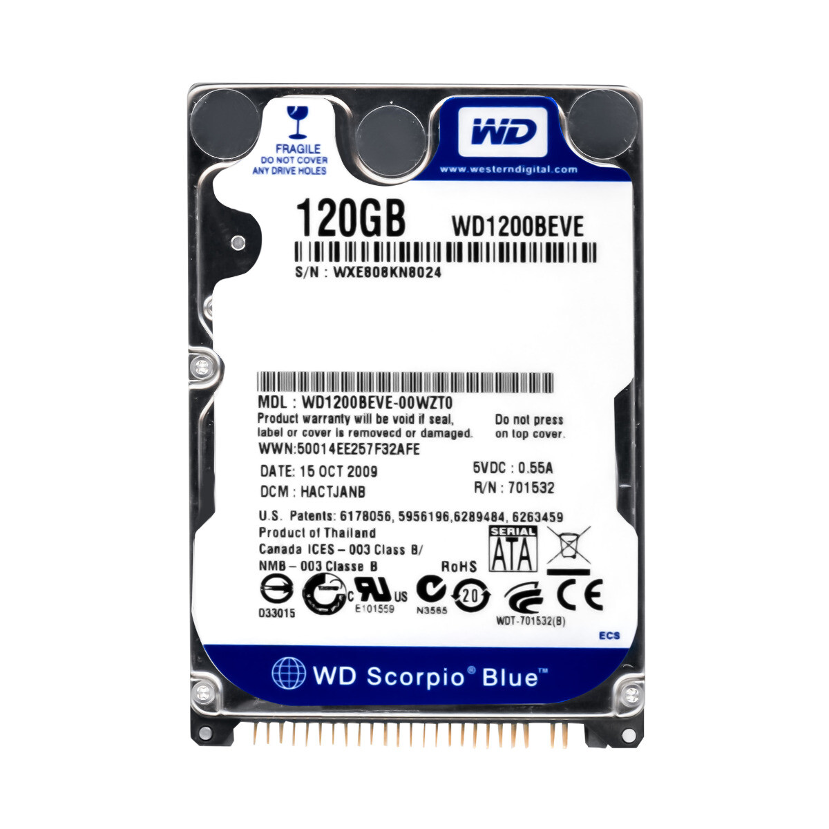 Western Digital Scorpio Blue 120GB Internal 5400RPM 2.5" (WD1200BEVE ...
