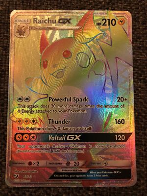 Raichu GX 75/73 - Full Art - Secret Rare - EX - Rainbow Pokemon Card ...