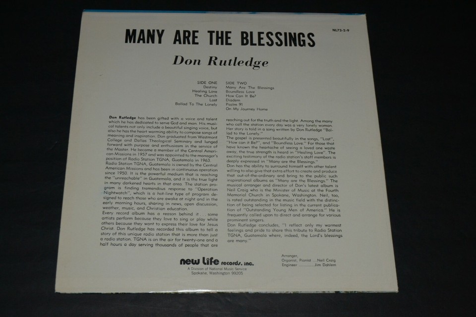 Don Rutledge~Many Are The Blessings~RARE Christian Gospel~Xian~FAST ...