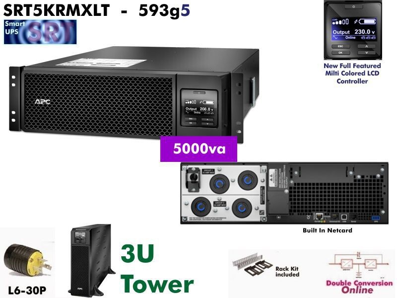 APC SRT5KRMXLT Smart UPS 5000va UPS 208/240v 5kva 3U w/Warranty & New ...
