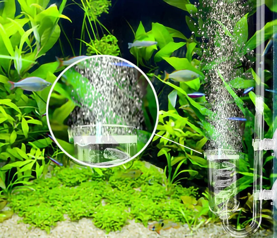 CO2 Diffuser Aquarium Glass Spiral CO2 Atomizer Diffuser Bubble Counter ...