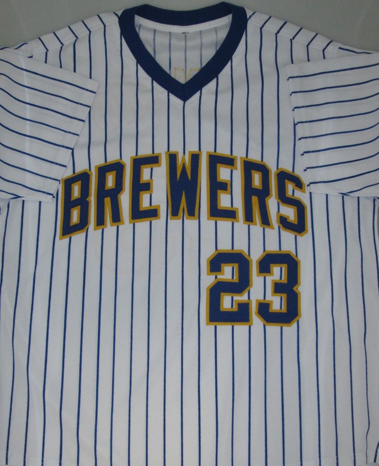 Brewers TED SIMMONS #23 Custom PinStripe Jersey AUTO w/ "SIMBA" - HOF ...