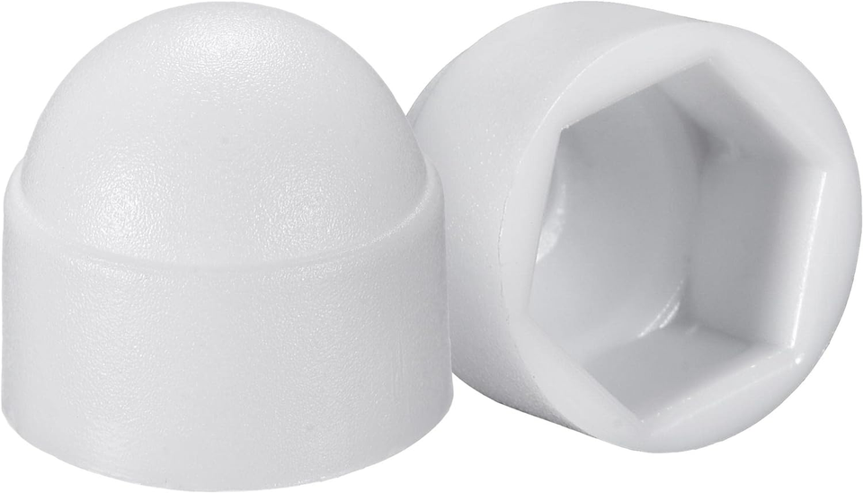 Uxcell Plastic Dome Nut Protection Cap Covers, M8 Nut Cover White 25Pcs ...