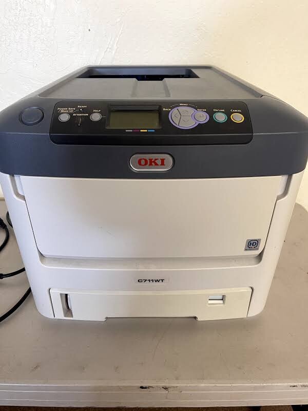 OKI c711wt White toner laser printer for TShirts and other media ...
