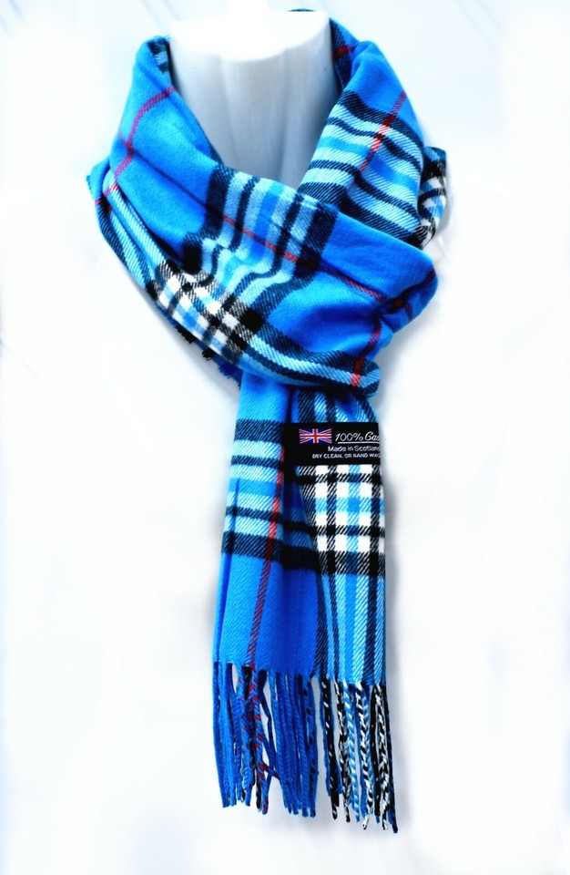 Mens Womens Wool Check Scarf Scotland Made Warm Plaid Wool 100% ...