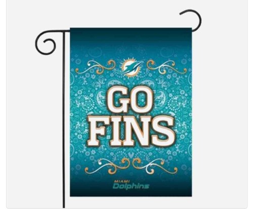Miami Dolphins Garden Flag 13 x 18 Go Fins Banner Double Sided New NFL ...