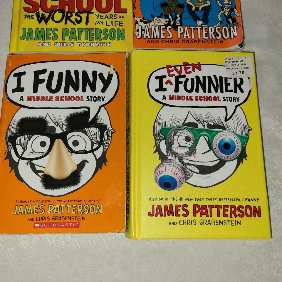 4 PBK JAMES PATTERSON MIDDLE SCHOOL STORY BOOKS I FUNNY FUNNIER WORST ...