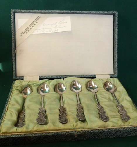 Set of Six Coin Form Chinese Export Silver Spoons With Orig. Box | eBay