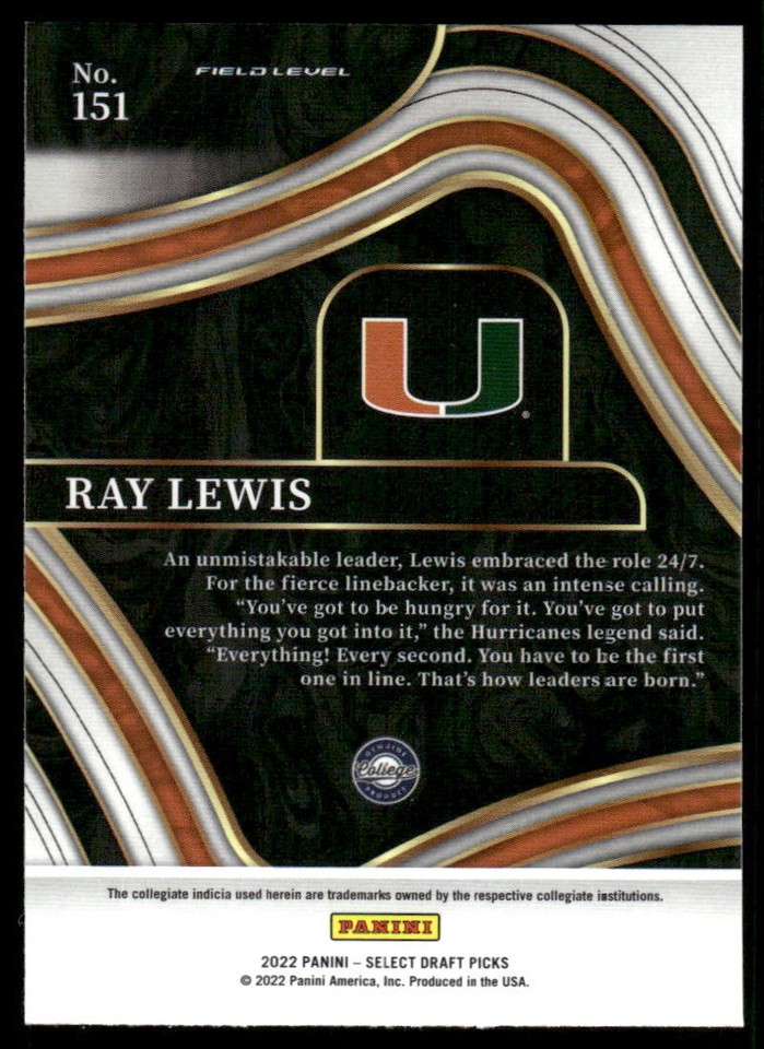 2022 Panini Select Draft Picks Ray Lewis 151 | eBay