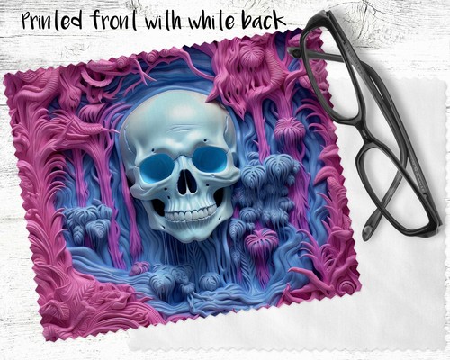 Skull Pink & Blue Microfibre Lens Cleaning Cloth Glasses Tablet Phone ...