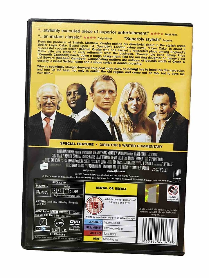 Layer Cake (DVD, 2007) Daniel Craig Colm Meaney Sienna Miller Michael ...