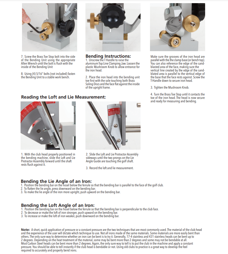 Golf Mechanix Economy Iron Bending Machine w/Bending Bar Golf Club Loft ...