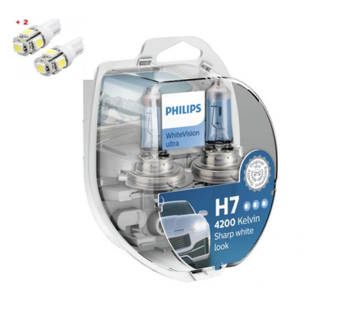 Philips White Vision Ultra H7 Twin 2 free LED T10/W5W | eBay Australia