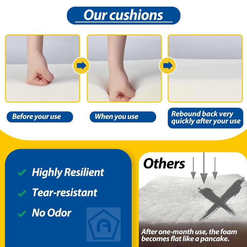 Outdoor Seat Cushions for Chairs, One-Piece Design, Fade-Resistant ...