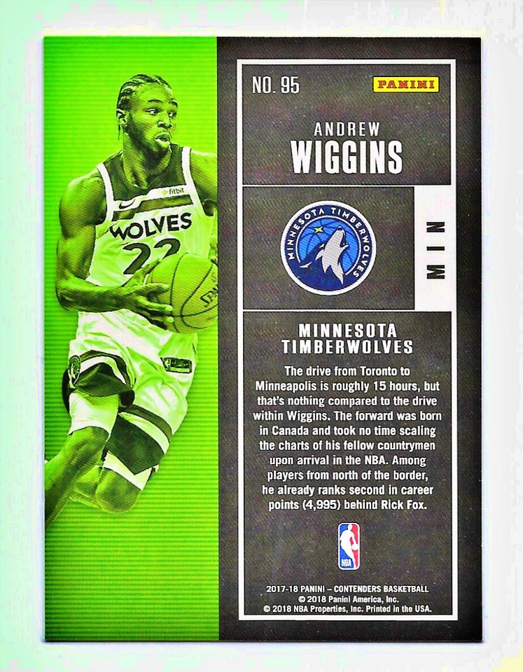 2017-18 Contenders Red Foil Game Ticket Insert Andrew Wiggins ...