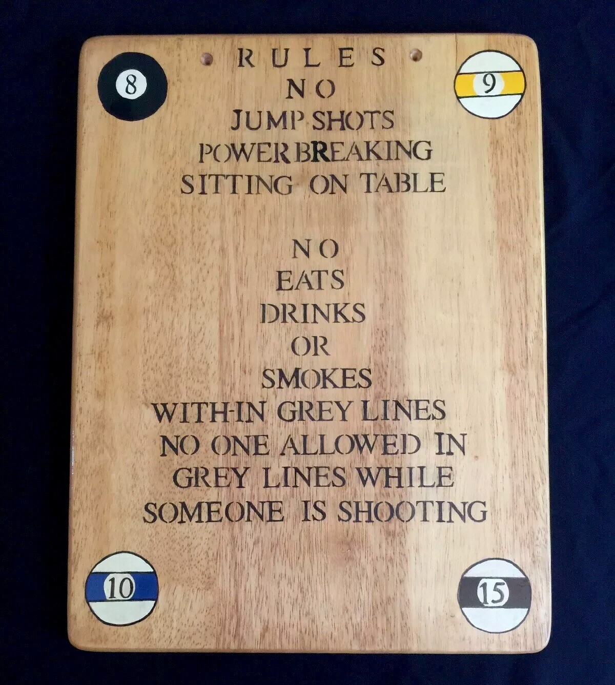 Vintage BAR POOL HALL RULES Sign Butcher Block Wood Hand-painted Sign ...