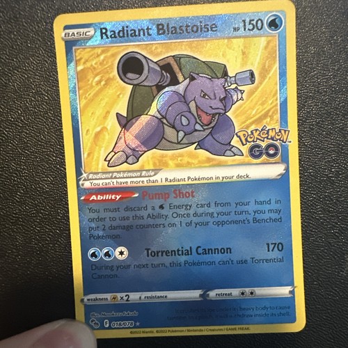 Pokémon TCG Radiant Blastoise Pokémon Go 18/78 Reverse Holo Pristine ...