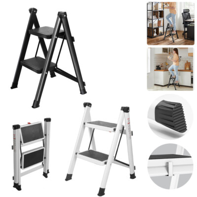 Portable 2 Step Ladder Lightweight Folding Step Stool Anti Slip Tread ...